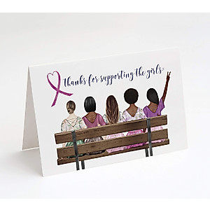 M Market On Mainstreet Breast Cancer Support Thank You Cards with Envelopes, Blank Inside, 25 Cards with Envelopes, Made in the U.S.A. (Support The Girls)