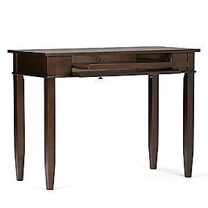 SIMPLIHOME Carlton SOLID WOOD Transitional Modern 42 inch Wide Home Office Desk, Writing Table, Workstation, Study Table Furniture in Dark Tobacco Brown with 1 Drawer