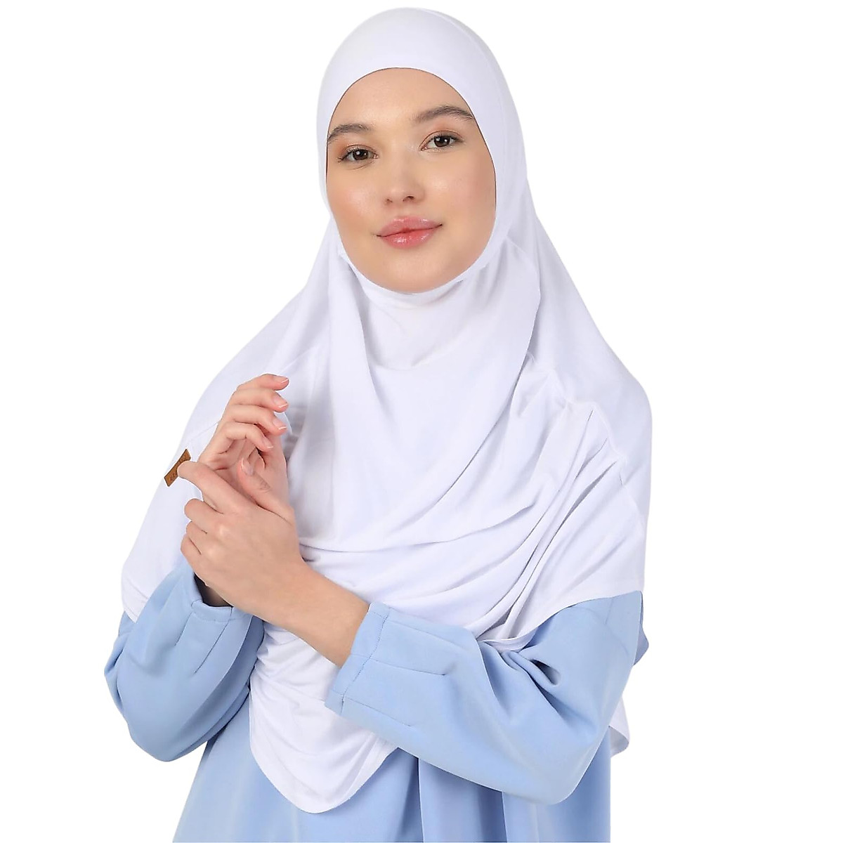Prien Ready To Wear Hijab For Women, Instant Turban, Soft Muslim Scarf For Prayer, Long Hijabs, Islamic Clothes, Jersey Abaya (White)