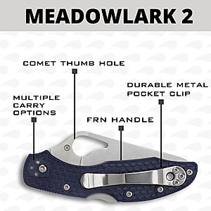 Spyderco Byrd Meadowlark 2 Lightweight Folding Utility Knife with 2.90" Stainless Steel Blade and Blue Non-Slip FRN Handle - Everyday Carry - PlainEdge - BY04PBL2