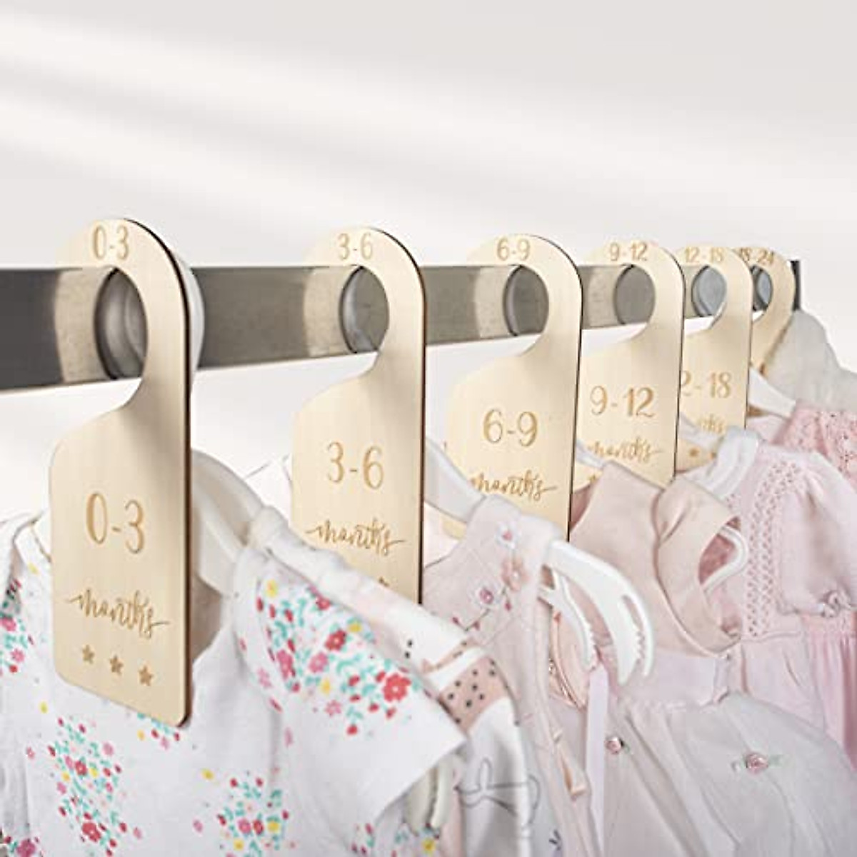 Beautiful Baby Closet Dividers - Baby Clothes Organizer Double-Sided Gender Neutral - Nursery Decor Neutral Premium Birch Wood - Nursery Storage & Organization Boho Closet Dividers from NB to 24 M