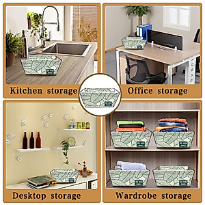 AIPOKE EPOCH Canvas Storage Basket Metal Holder Desk Table Organizer Home Decor, Green Leaf