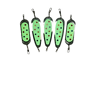 KOKOPROS Kokanee Salmon Finished Flashers, Wonder Family 5 Pack, 3 Teardrop 5 1/2 in and 2 Skateboard 4 3/4 in.