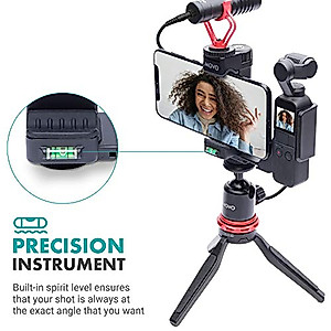Movo OPR-50 Smartphone Video Rig Compatible with DJI OSMO Pocket 1, 2 - Includes Smartphone Mount and 2X Shoe Mount for Video Microphone, Video Light, and More - Phone Stabilizer for Video Recording