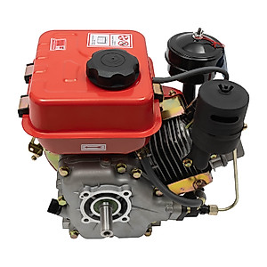 4-Stroke Diesel Engine 196CC Single Cylinder Forced Air Cooling Multi-Purpose Engine, Manual Recoil Start Horizontal Shaft Engine for Pasture Management Machines Small Agricultural Machinery Fields