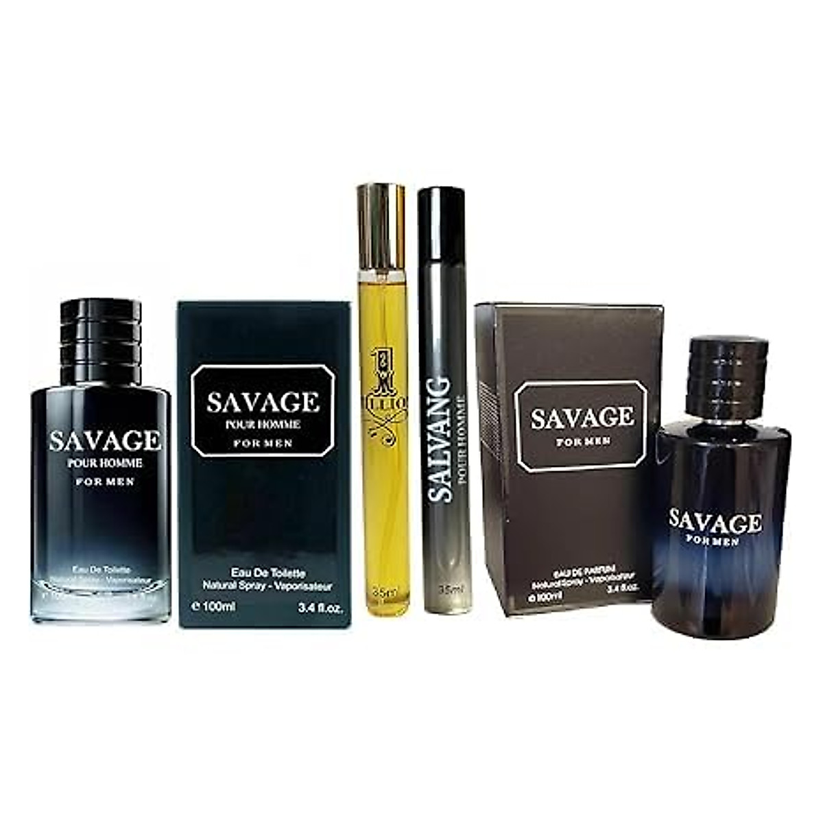 4 pack combo of Savage for Men Eau de Toilette 3.4 oz + Savage Eau de Parfum 3.4 oz + Salvang 35 ml+ 1 Billion 35ml inspired perfume