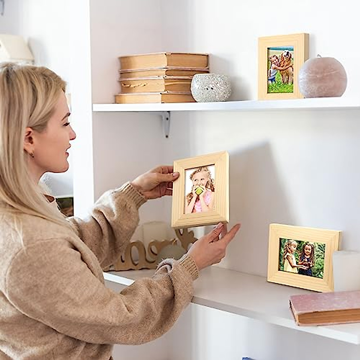 Kigley 6 Pcs 2.5 x 3.5 Inches Picture Frame Mini Rustic Picture Frames Wallet Size Wood Grain Table Desk Top Standing Fits Photo for Wall and Tabletop Picture Display