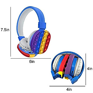 Acuvar Wireless or Wired Bluetooth 5.2 Rechargeable Over The Ear Headphones with Silicone Fidget Pop Bubbles Microphone, Powerful Surround Stereo Bass and Passive Noise Cancelling (Blue)