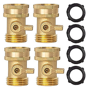 Xiny Tool Brass Garden Hose Shut Off Valve, Heavy Duty 3/4 Inch Solid Brass Garden Hose Shut Off Valve with 4 Extra Rubber Washers (4)