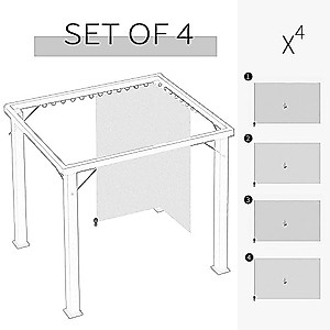 Outsunny 10' x 12' Gazebo Sidewall Set with 4 Panels, Hooks/C-Rings Included for Pergolas & Cabanas, Beige