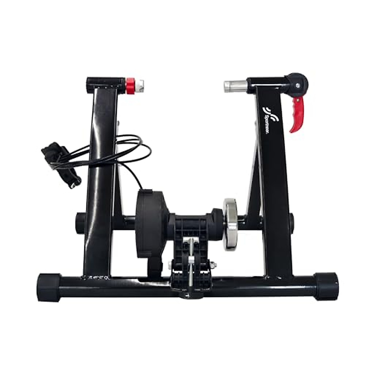 Sportneer Bike Trainer - Magnetic Stationary Bike Stand for 26-28" & 700C Wheels - Adjustable 6 Level Resistance Bike Trainer Stand for Indoor Riding with Quick Release Lever & Front Wheel Riser Block
