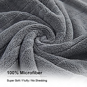 Grey Ultra Soft Towel Set, 2 Extra Large Bath Towel Sheets, 2 Hand Towels and 4 Washcloths - Highly Absorbent Quick Dry Microfiber,Oversized,Premium Towel Set for Bathroom,Fitness,Yoga,Pack of 8