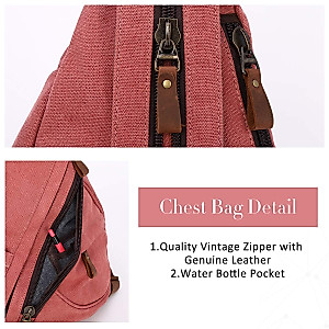 KL928 Canvas Sling Bag - Small Crossbody Backpack Shoulder Casual Daypack Rucksack for Men Women