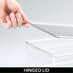 mDesign Plastic Closet Organizer Box Containers with Hinged Lid for Bedroom Shelves/Cabinets, Holds Flats, Sandals, Sneakers, Dress Shoes, Heels, Booties, and Wedges, Lumiere Collection, 8 Pack, Clear