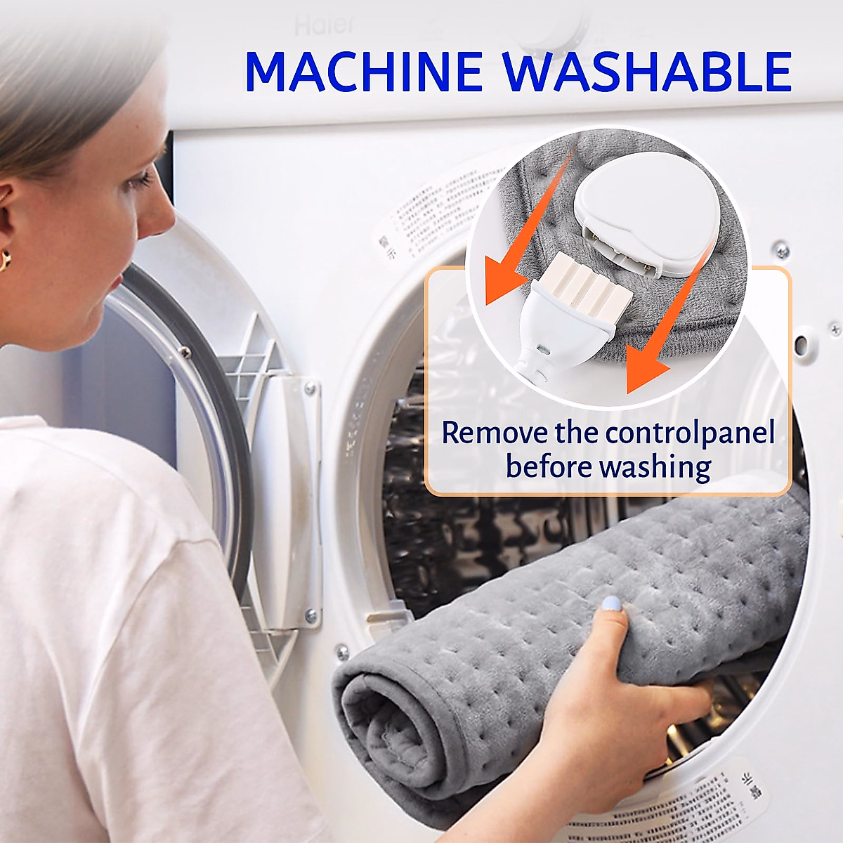 2 Pack XL Heating Pads for Back Pain & Cramps Relief,10 Heat Settings,Auto Shut Off,Moist Heat Pad for Neck and Shoulders,Electric Heat Pads for Knees,Legs,Gifts for Women & Men,Gray & Navy,12''x24''