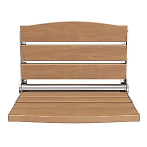 YITAHOME Shower Bench Folding Shower Seat Wall Mounted Foldable Shower Chair, Stainless Steel Frame for Inside Shower, Home Care (Teak)