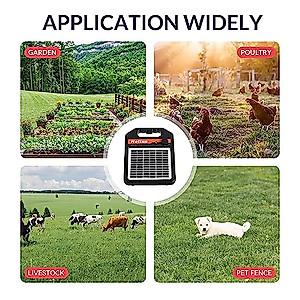 ANDMON MINI400 30 Miles Solar Electric Fence Charger, 0.4 Joule Solar Electric Fence for Livestock, Horses, Cattle Sheep, Solar Fence Charger with Day or Night Mode, Easy Installation