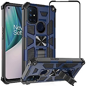 Ailiber Compatible with OnePlus Nord N10 5G Case with Screen Protector, for Magnetic Car Mount, Kickstand Holder, Shockproof Bumper Military Grade Armor Protective Cover for 1+Nord N10 5G-Blue