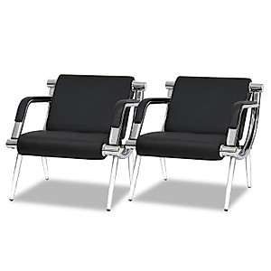 Kinsute 3 PCS Office Reception Chairs 4-Seats Waiting Room Chairs for Salon Barber Bench Airport Bank Hall Visitor Guest Black PU Leather Sofa