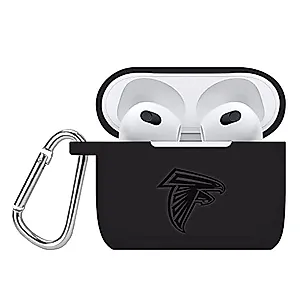 GAME TIME Atlanta Falcons Engraved Silicone Case Cover Compatible with Apple AirPods Gen 3 (Black)