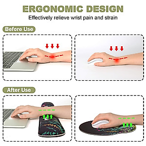 Ergonomic Mouse Pad with Wrist Rest and Keyboard Wrist Rest, Memory Foam Wrist Rest for Computer Keyboard, Easy Typing, Pain Relief, Mouse Pad Wrist Support for Gaming,Office, Laptop, Black Flower