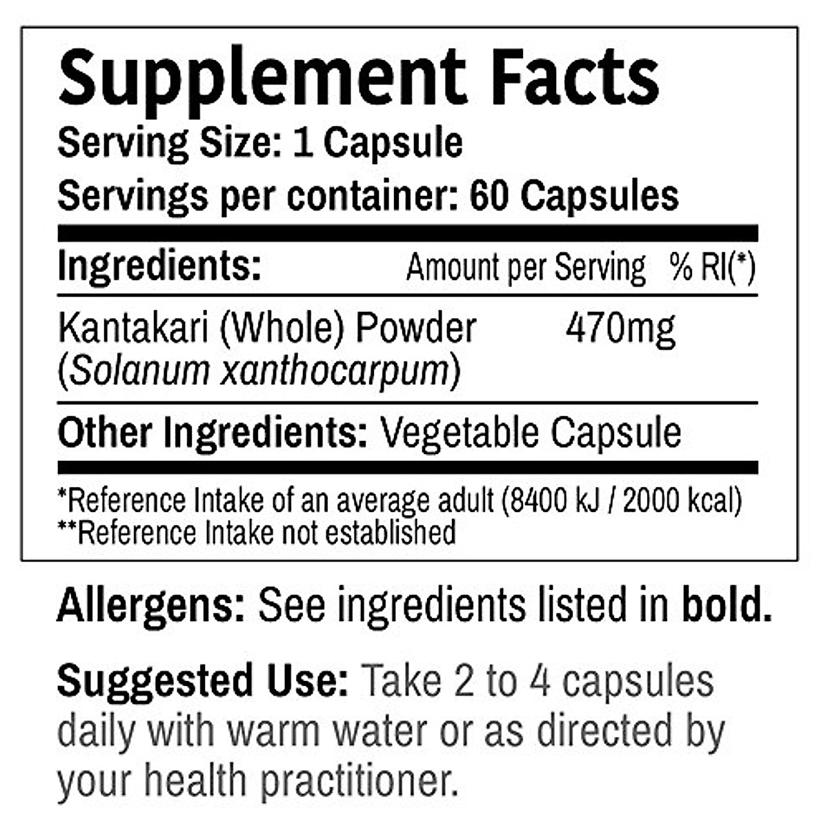 DR WAKDE'S Kantakari Capsules (Solanum xanthocarpum, 60 Veg Caps, Plant-Based Supplement, Ayurvedic Herb, All Natural, Vegan)