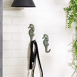 DII Cast Iron Collection Decorative Wall Hook Set, Seahorse, 2 Count