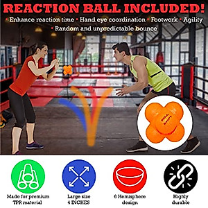 Soul Shift - 4 X Boxing Reflex Balls and Reaction Ball and Safety Glasses - Hand Eye Coordination, Boxing Reflex Ball Headband, Boxing MMA Training Equipment, Punching Ball