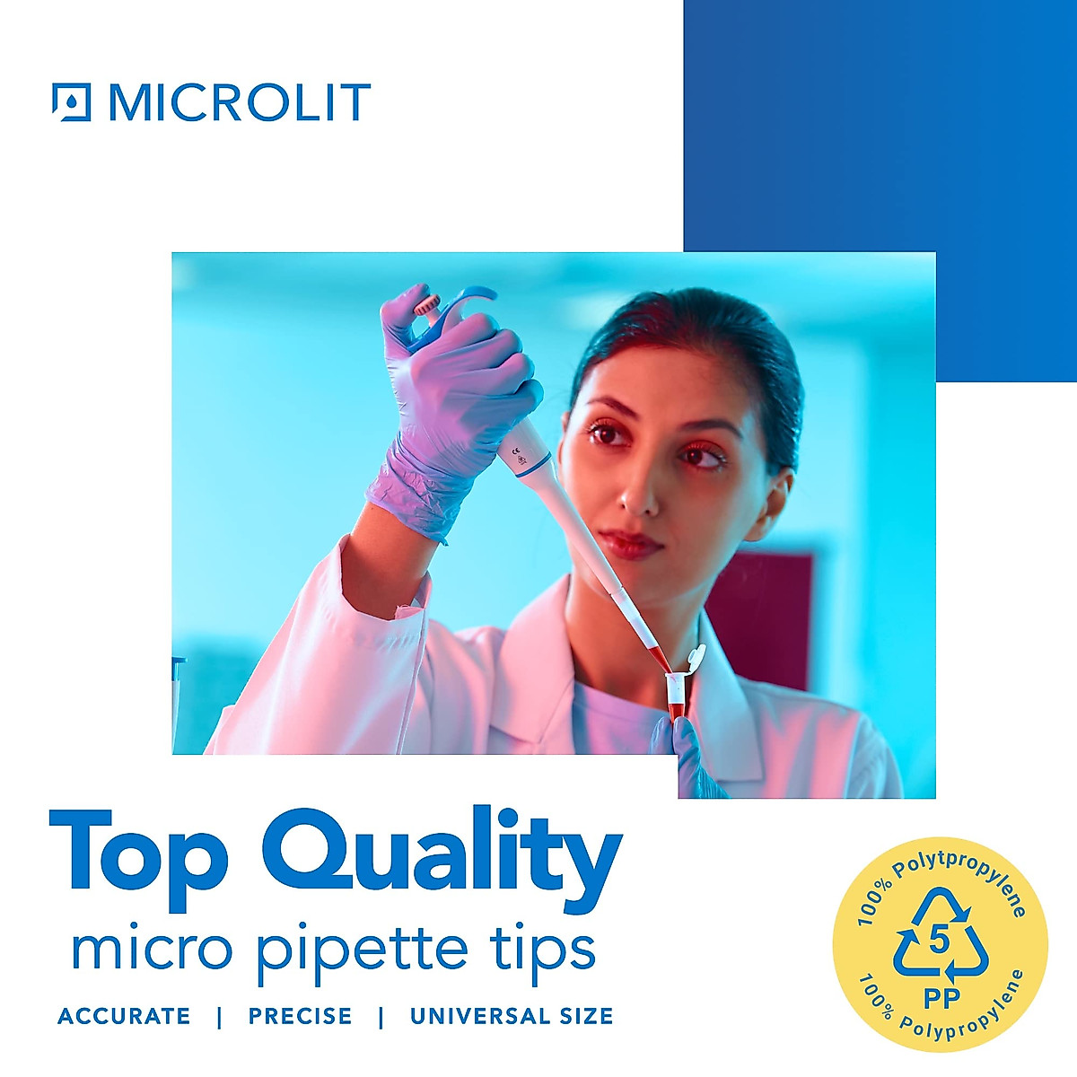 MICROLIT - 10 mL Micropipette Pipette Tips, Low-Retention Hydrophobic Transfer Pipette Tips, Nonpyrogenic Sterile Plastic, Clean-Release Laboratory Pipette Tips, 100 Count