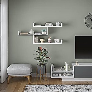 Ada Home Decor Wilton Modern White Wall Shelf 26'' H x 47'' W x 9'' D/Wall Storage/Shelving Unit