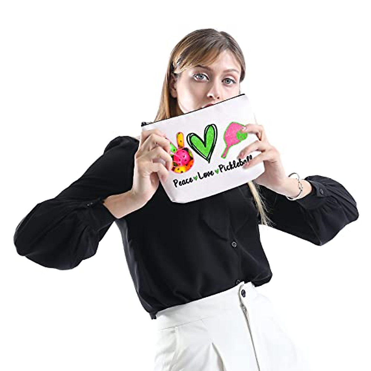 XYANFA Pickleball Makeup Bag Pickleball Player Gift Pickleball Lover Gifts For Women Peace Love Pickleball Cosmetic Bag (Peace Love Pickleball)