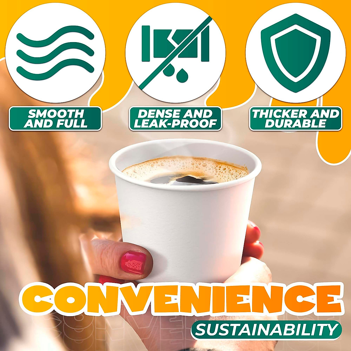 LEGLO 50Pcs Disposable Coffee Cups Reusable - 9 Oz Paper Cups for Drinking Disposable Cups Hot Beverage Cups - Tea Cups Party Paper Cups for Wedding Reception