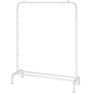 MOYIPIN Metal Clothing Rack, Single Rod Portable Garment Rack for Hanging clothes, Cloths Rack for Bedroom, Balcony 43.31inch, White