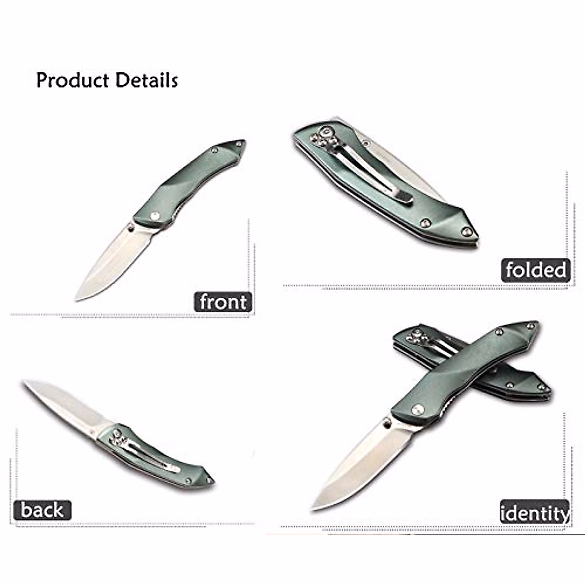 2 Pack Pocket Knife Folding, 8cr13mov Stainless Steel Blade and Aluminum Handle / Rosewood Handle, EDC Tool Knife Tactical Knife, Great for Camping Hunting Hiking, with Belt Clip