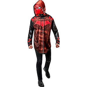 Rubies Men's DC Gotham Knights Red Hood Costume Top, As Shown, Medium