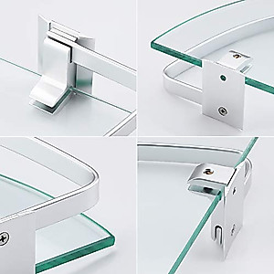 KES Glass Corner Shelf Bathroom, Corner Shower Shelf with Rail Wall Mount 2 Tier Sand Sprayed Silver Finish, A4120A-P2