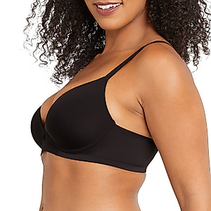 Maidenform Women's One Fab Fit Wireless Demi Bra with Convertible Straps and Lightly Lined Cups, Black, 32DD