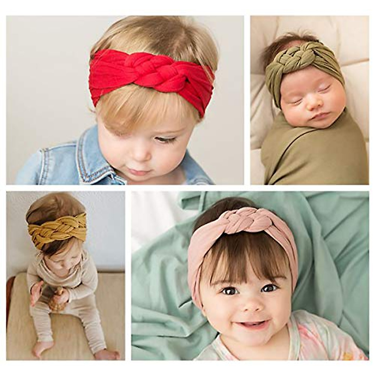 jollybows 20pcs Baby Girls Nylon Headbands Hairband Elastic Turban Hair Accessories for Kids Toddlers Infants