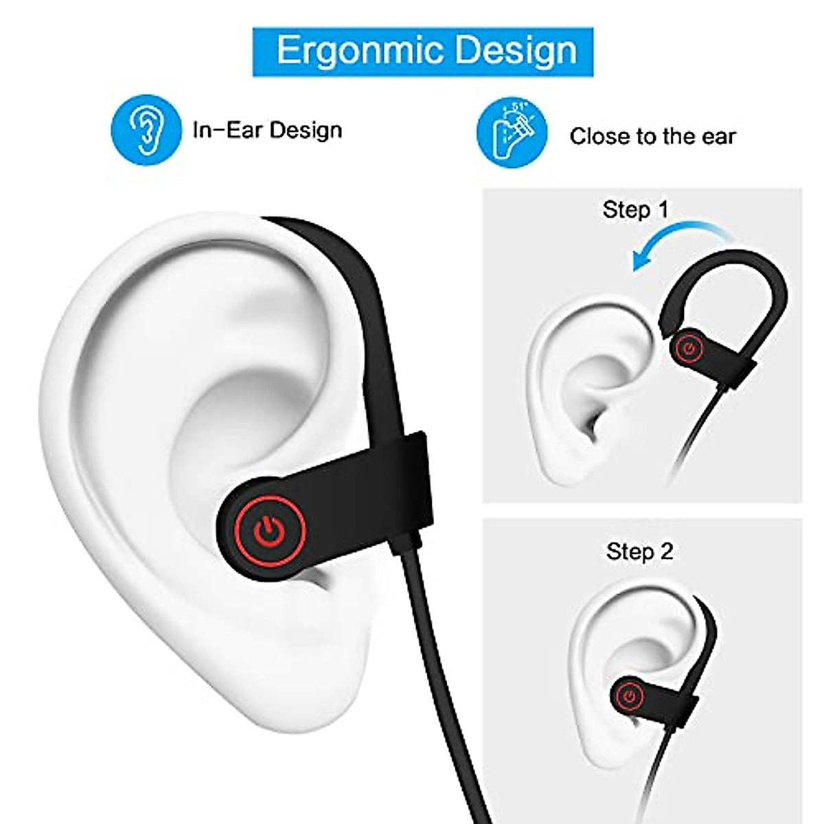 Wireless Waterproof Bluetooth Ear Buds Stereo Headphones in Ear Sports Headset