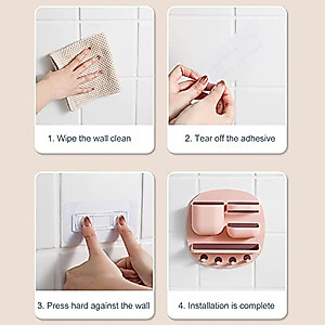 HERCHR Wall Mount Shelf Accessories Organizer Self-Stick Bedside Storage Organizer for Earphone, Cell Phone Next to Bed & Table Dorm(pink)