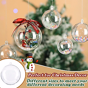 Clear Fillable Ornaments Ball, 25 PCS Transparent Plasti Craft Ornament Balls 5 Different Sizes for DIY Bath Bomb Mold Set and Party Decor