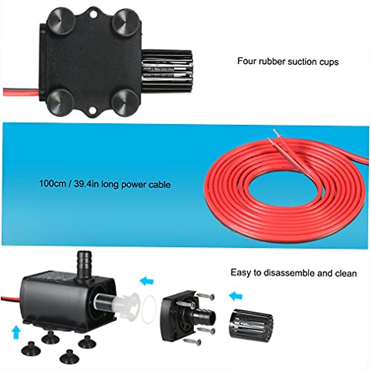Water Pump Aquarium, Submersible Water Pump, DC 12V 5W, Mini quiet Pump for Pond Aquarium Fish Tank, 280L/H, Lift 300cm