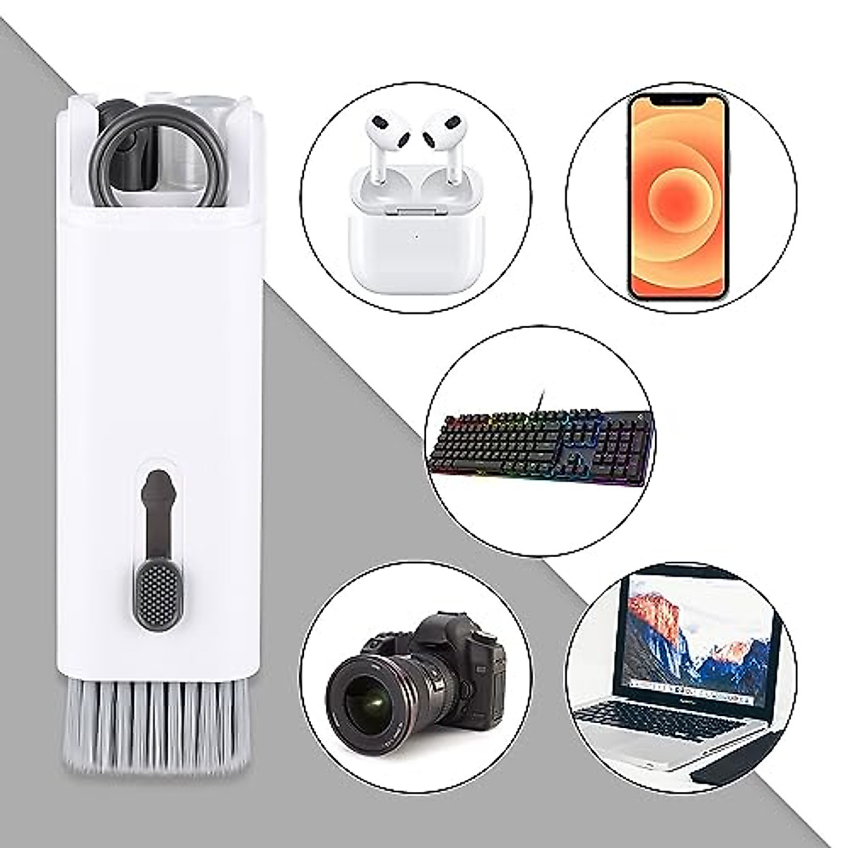 7-in-1 Electronic Cleaner Kit,Keyboard Cleaner,Laptop Cleaner Kit for Monitor, Cell Phone, Bluetooth,Headset, Lego, Airpods, Laptop Camera Lens (Black)