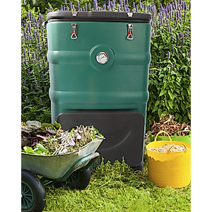 Insulated Compost Bin with Ventilation System - Quickly Composting All Year Round,A Reservoir at The Bottom Design to Collect The Leachate (Green)