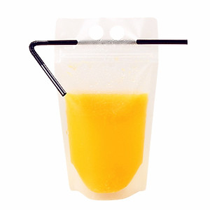Muka 50 PCS 8 OZ Reusable Frosted Stand up Juice Pouches with Reusable Straws, Hand-held, 4 Mil