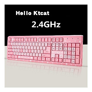 Gaming Keyboard, Waterproof Silent Pink Hello Kitty Laptop Computer Keyboard Cartoon Cute Pink USB Wired KT cat Keyboard Gaming for Girls for Desktop, Computer, PC (Color : Pink)
