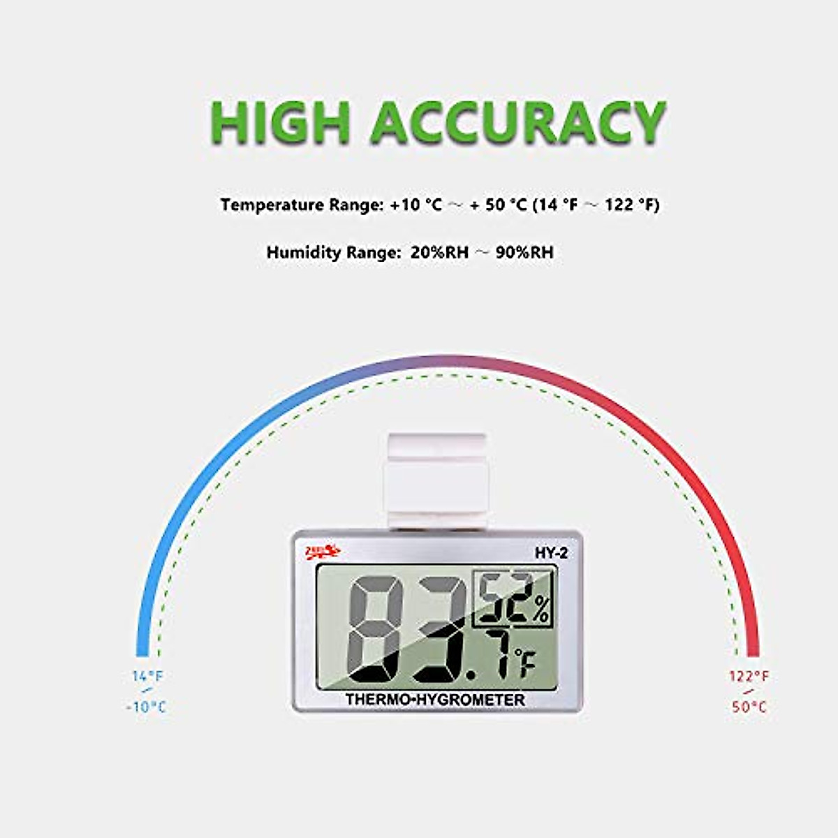 Reptile Thermometer Hygrometer LCD Digital Humidity Gauge, Worked with Reptile Heat Pad to Monitor Temperature & Humidity in Reptile Terrarium, Perfect for Turtle/Snake/Lizard/Frog/Spider/Plant Box