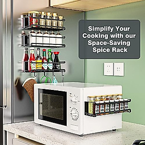 Bunoxea Magnetic Spice Rack for Refrigerator,Strong Magnetic Shelf with 2 Removable Hooks,Magnetic Refrigerator Organizer, Spice and Seasoning Organizer Gadgets,2 Pack
