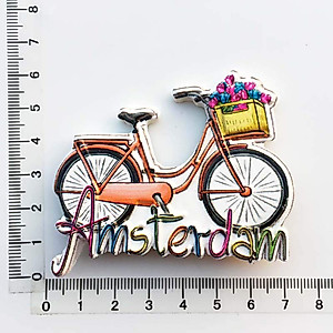 Amsterdam Holland 3D Bicycle Refrigerator Magnet Tourist Travel Souvenirs Handmade Resin Craft Magnetic Stickers Home Kitchen Decoration Netherlands Fridge Magnet Collection Gift