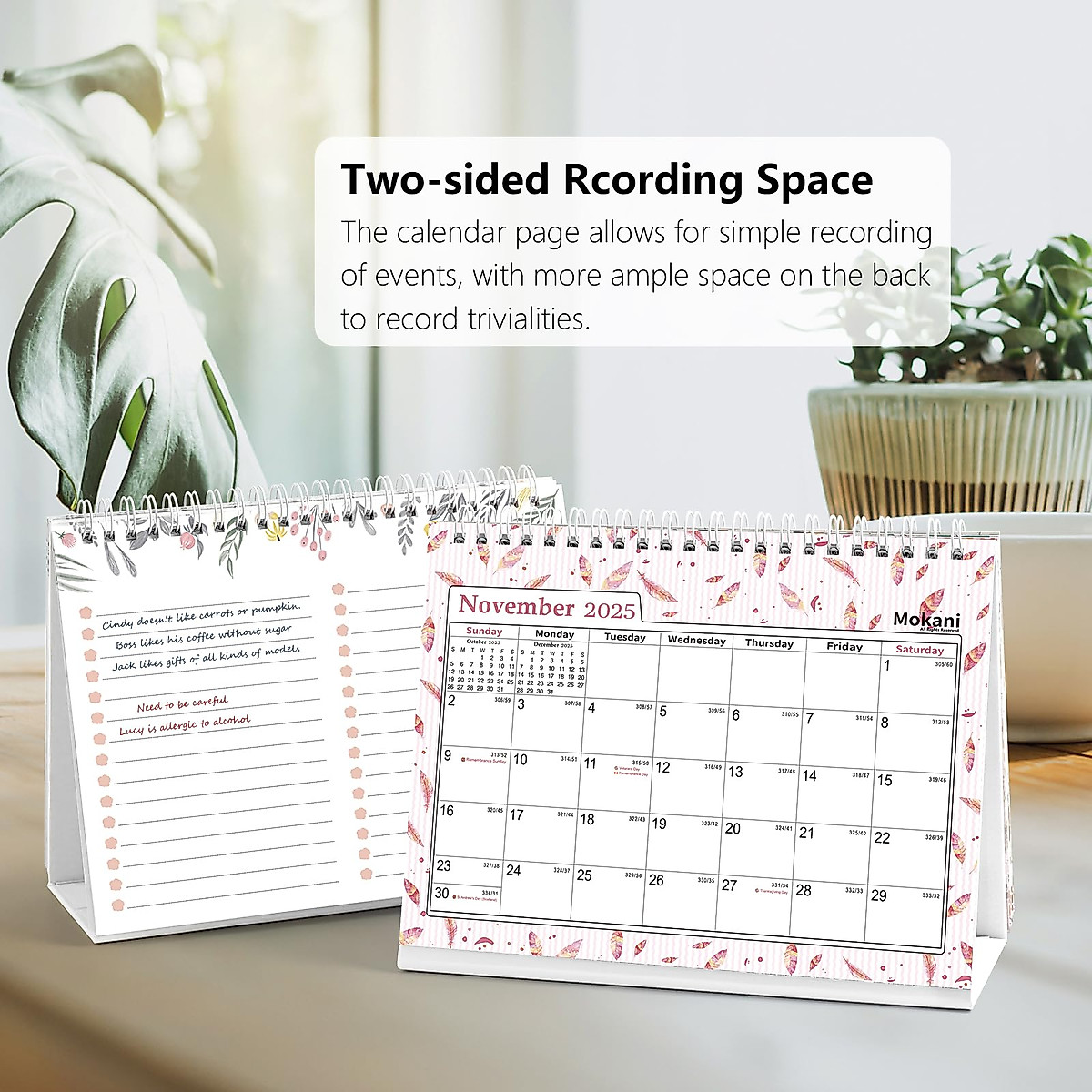 Mokani Small Desk Calendar 2023-2024 (8"x6"), Mini Monthly Desktop Calendar from January 2023 to June 2024, Academic Year Standing Desk Calendars with Planner Stickers